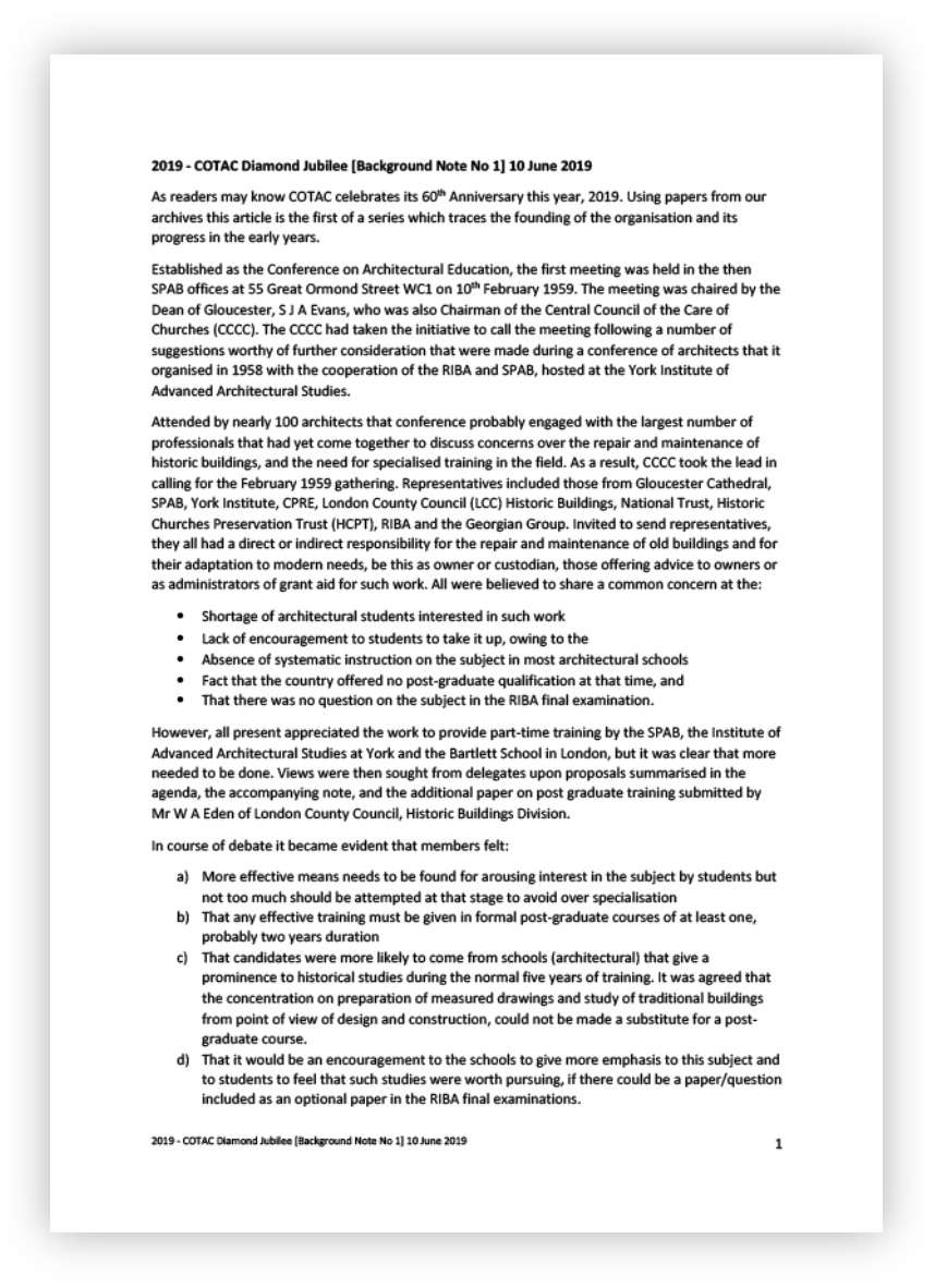 COTAC - Council on Training in Architectural Conservation